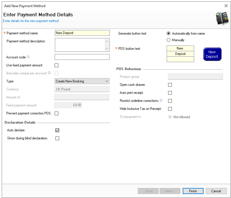 Finance → Configuration → Payment Methods (Bookings Setup) | Head ...